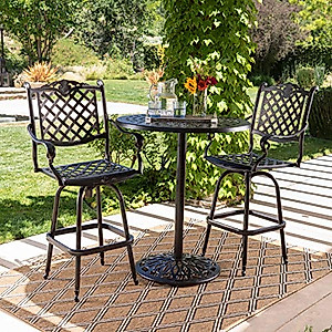 Christopher Knight Home Arlana Outdoor Cast Aluminum Bar Set, 3-Pcs Set, Shiny Copper Finish