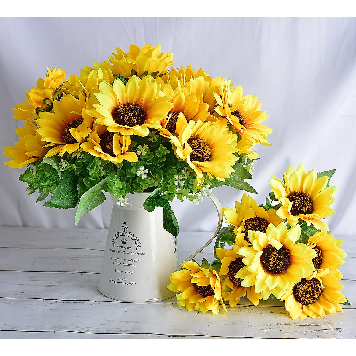 LSKYTOP 6 Bunches Artificial Sunflower Bouquet,Silk Sunflowers Fake Yellow Flowers for Sunflower Floral Arrangement Home Decor