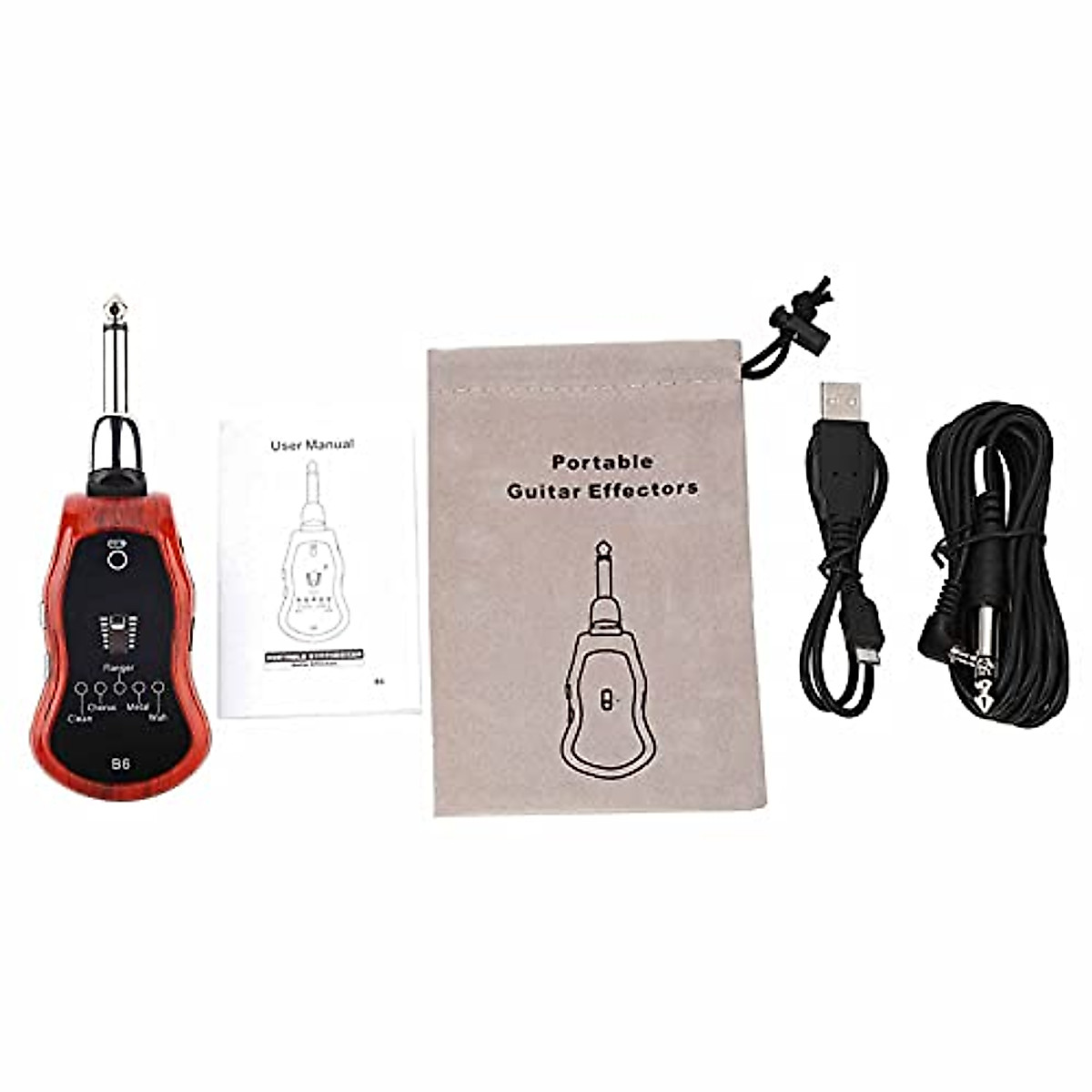 Bnineteenteam Guitar Effector, USB Rechargeable Battery and Guitar Effector, Super Portable Guitar Transmitter Receiver with 5 Sound Modes Accessory Mixer Supplies