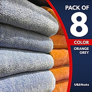 USANOOKS Microfiber Cleaning Cloth - (12x16 inches) High Performance - Ultra Absorbent Weave Traps Grime & Liquid for Streak-Free Mirror Shine - Lint Free Towel - 12x16 Inch (Pack of 8)