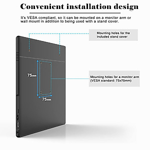RJTEK Portable Monitor 15.6inch 1080P FHD Travel Display for Laptop HDMI Computer HDR IPS Gaming External Monitor for PC Mac Phone PS4 PS5 Xbox Switch