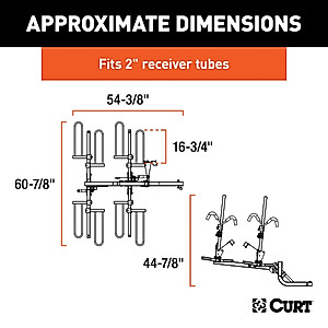 CURT 18087 Secure Locking Tray-Style Trailer Hitch Bike Rack Mount, Fits 2-Inch Receiver, 4 Bicycles