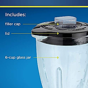 Oster Blender 6-Cup Glass Jar, Lid, Black and clear