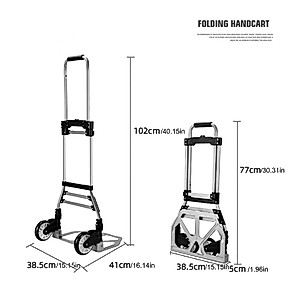 Folding Hand Truck dollys Cart, Heavy Duty 350 LB Capacity Portable Aluminum dollys Cart with Telescoping Handle and Rubber Wheels for Moving,Shopping,Travel, Warehouse Use
