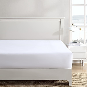 Nautica - Twin Fitted Sheet, Cotton Percale Bedding, Casual Home Decor (Solid White, Twin)