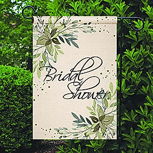 chengxun Bridal Shower Garden Flag Double Sided 12.5*18 Inch, Eucalyptus Floral Rustic Greenery Yard Outdoor Decoration Flag