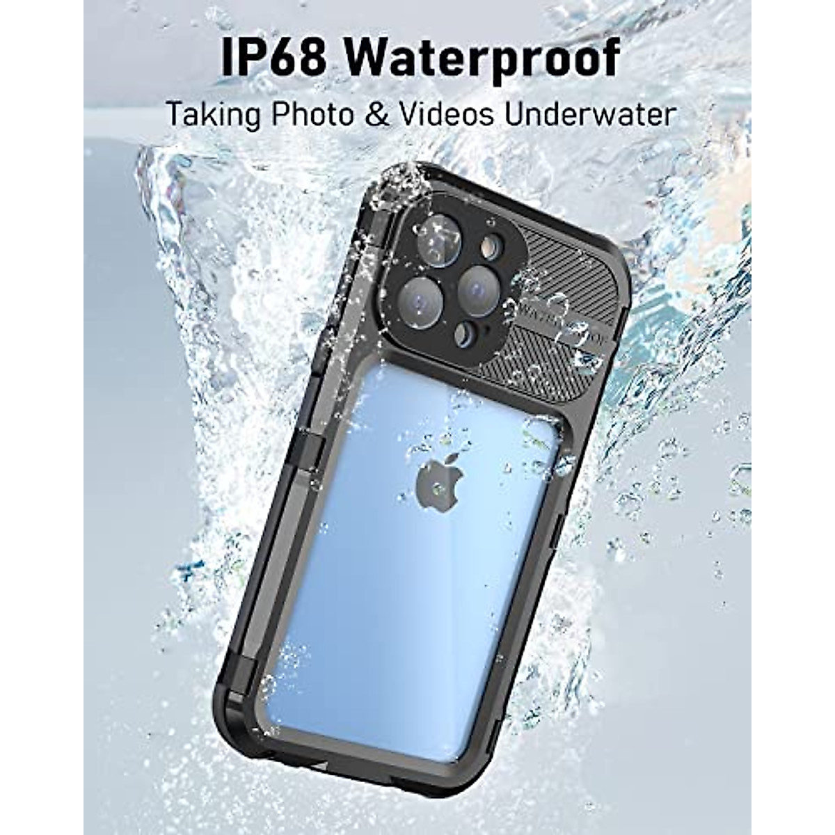 WIFORT iPhone 13 Pro Max Waterproof Metal Case - Built-in [Screen Protector][15FT Military Grade Shockproof][IP68 Water Proof], Full Body Aluminum Protective Dropproof Cover, 6.7" Black