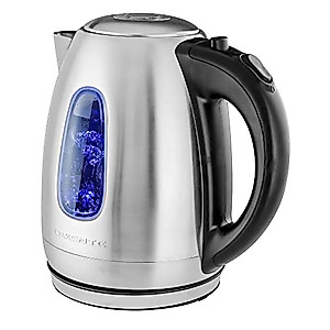 Ovente Portable Electric Hot Water Kettle 1.7 Liter Stainless Steel 1100 Watt Power Fast Heating Element Countertop Tea Maker Boiler Heater with Automatic Shut-Off & Boil Dry Protection Silver KS960S