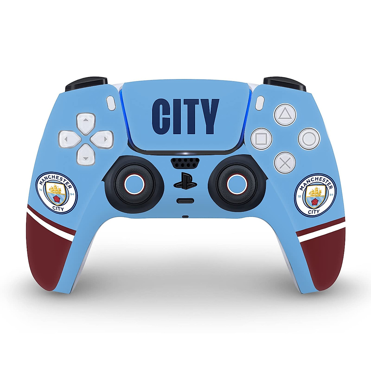 Head Case Designs Officially Licensed Manchester City Man City FC 2022/23 Home Kit Logo Art Vinyl Faceplate Gaming Skin Decal Compatible With Sony PlayStation 5 PS5 Disc Console & DualSense Controller