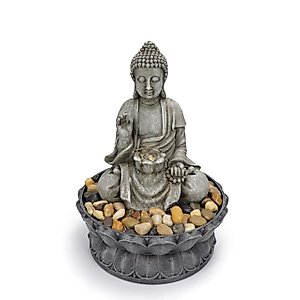 Warm Garden Buddha Fountain Tabletop Water Fountain-Sitting Buddha Tabletop Water Fountain Zen Fountain