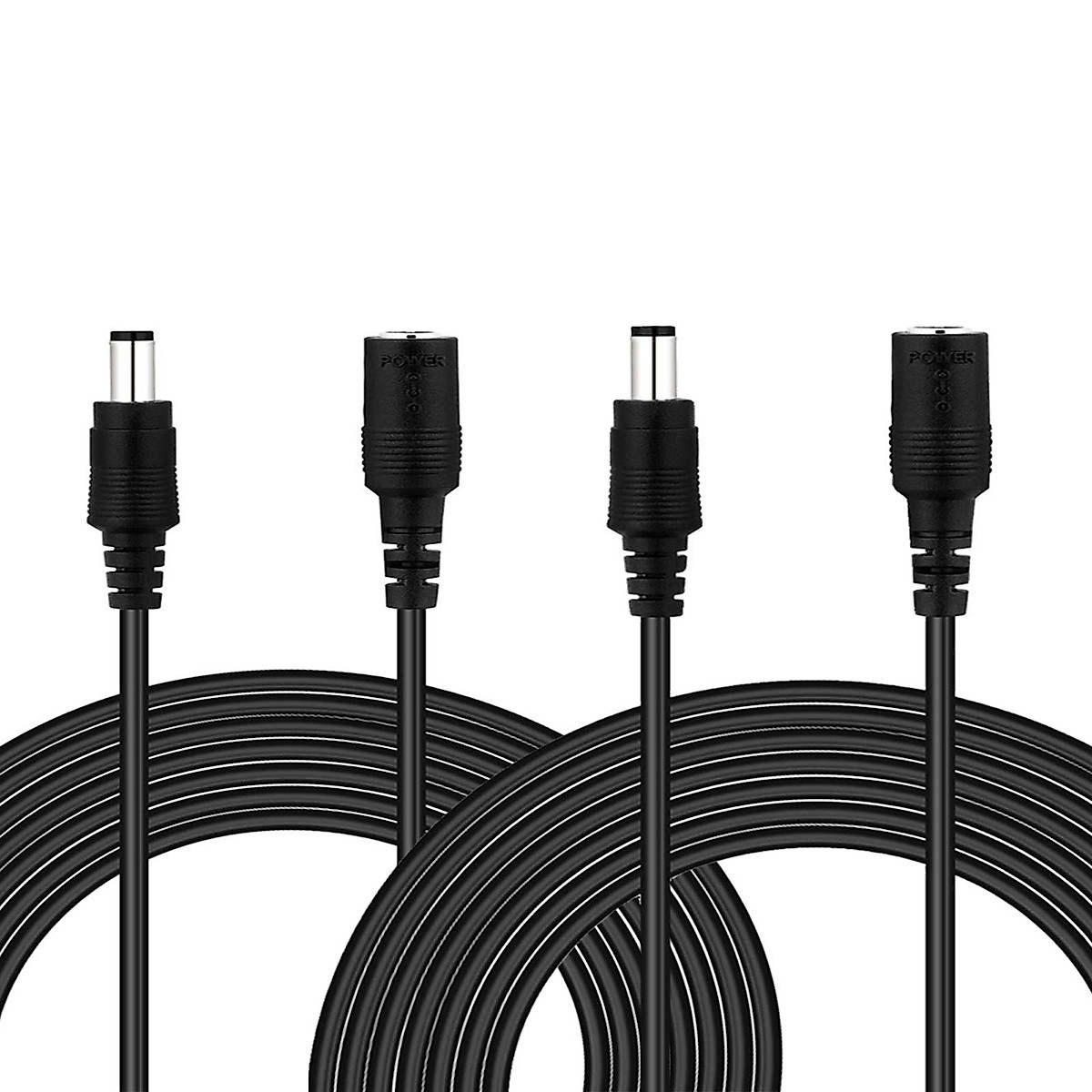 Brada 25ft 2 Pack 12 Volt Power Extension Cord,5.5mmx2.1mm DC Power Adapter Extension Cable,Extension Power Cable for CCTV Security Camera,Indoor Wireless IP Camera,Standalone DVR,Black