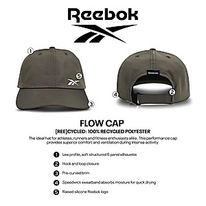 Reebok Lightweight Adjustable Performance Running Cap for Men and Women (One Size Fits Most), Black