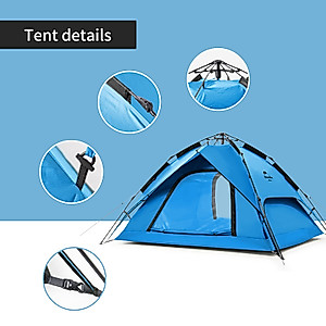 Naturehike Camping Tent, 3-4 Person Pop Up Tent for Camping, Easy Set up Instant Tent for Camping, 3 Person 4 Person Camping Tent