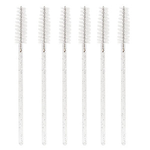 300 PCS Crystal Eyelash Mascara Wands Disposable Lash Brushes for Extensions Spoolie Brush Applicators Makeup Tool Kits (White)