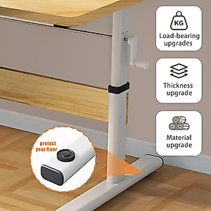 XUEGW Manual Adjustable Desk, Height Adjustable Standing Desk, Ergonomic Home Office Computer Workstation Writing Desk for Study Room, Bedroom