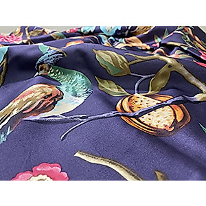Eikei Oriental Garden Majestic Peacock Bird Floral Duvet Cover Chinoiserie Chic Asian Style Blooming Trees Vines and Branches Long Staple Cotton 3pc Bedding Set (Vibrant Jewel, King)