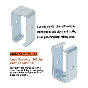 Channel Trolley Track Hanger for P1834-EG, Intermediate Support Hanger Bracket for 1-5/8" Strut Channel - 4 Packs