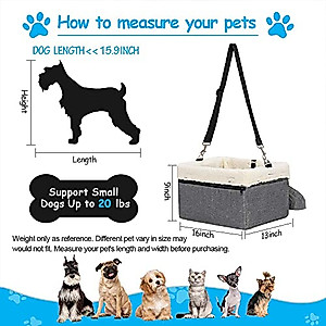 UNICITII Dog Car Seats for Small Dogs-Elevated Pet Dog Booster Seat for Dog,Raised Dog Lookout Car seat w/Clip-On Safety Leash Adjustable Pet Travel Seat