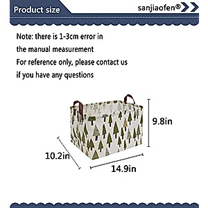 Sanjiaofen Rectangular Canvas Storage Bins,Waterproof Storage Basket,Collapsible Toy Organizer Bin with Handles for Clothes Storage, Kid's Toy Box,Book Bag (Tree)