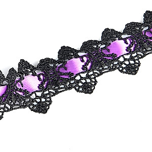 YERTTER Dainty Black Lace Crystal Choker Necklace Lace Gothic Choker for Women for Halloween Weeding Costume Party Prom Vampire Choker (Purple)