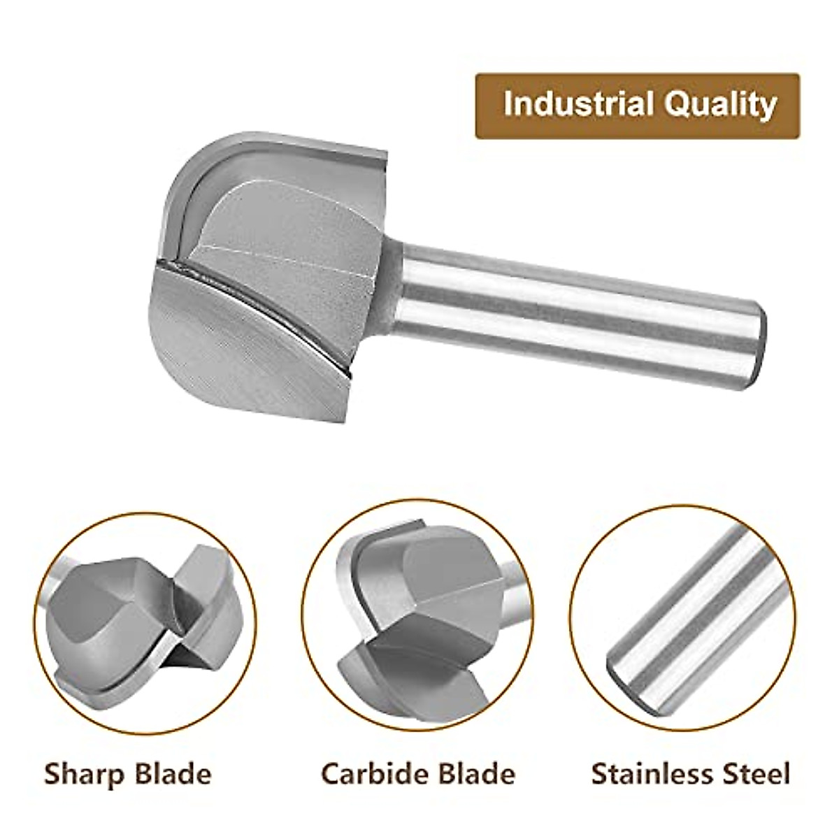 SpeTool 1/4" Shank Bowl & Tray Router Bit 3/4 Cutting Diameter Double Flute Woodworking Milling Cutter Tool