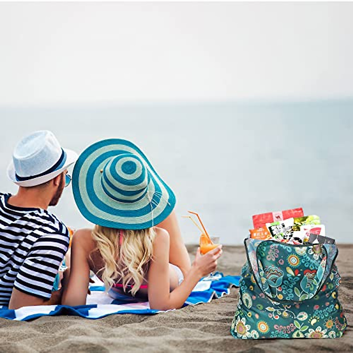 Weewooday 18 Pieces Foldable Reusable Shopping Bags Machine Washable Bags Waterproof Nylon Reusable Grocery Bags with Pouch Tote Bags (Classic Style)