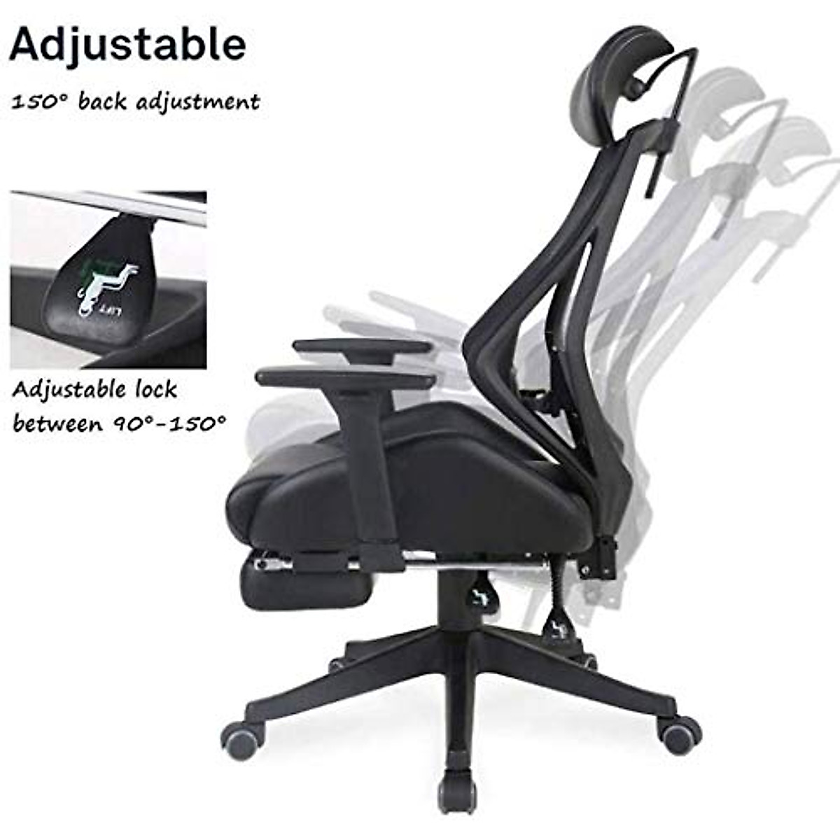 KXDFDC Ergonomic Chair Computer Chair Home Waist Backrest Office Comfortable Long Seat Chair Gaming Chair Study Chair Swivel Chair