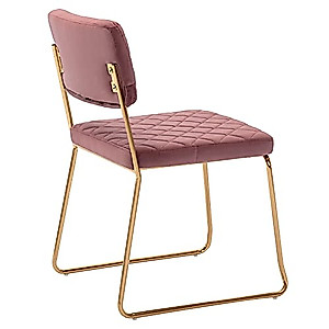 Duhome Velvet Dining Chairs Set of 2, Upholstered Accent Chairs for Kitchen Living Room Backrest Desk Chair with Gold Metal Legs, Pink