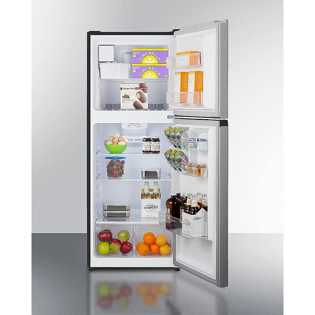 Summit Appliance FF1089PLIM 24" Wide Top Mount Refrigerator-Freezer with Icemaker, 10 cu.ft, Defrost Type, Stainless Steel Look, Frost-free Operation, ADA Compliant, Interior Light (Stainless Steel)