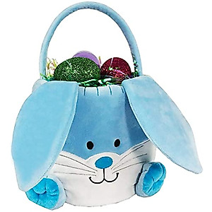 Large Easter Basket for Kids, Giant Easter Basket for Boys Easter Egg Basket Easter Bucket Cute Easter Basket Large Bunny Easter Basket, Blue Easter Basket with Handle, Big Easter Basket Bag
