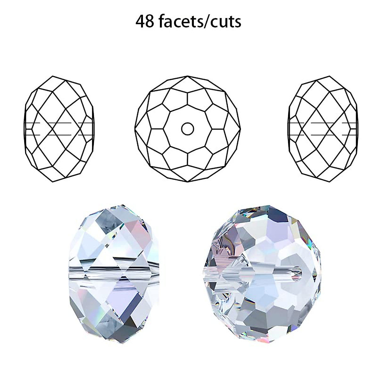 Niziky 500PCS Crystal Glass Beads for Jewelry Making, 4mm Multicolor Red Faceted Rondelle Glass Beads with Hole, Glass Crystal Briolette Spacer Beads for Jewelry Bracrlet Making Crafts Projects