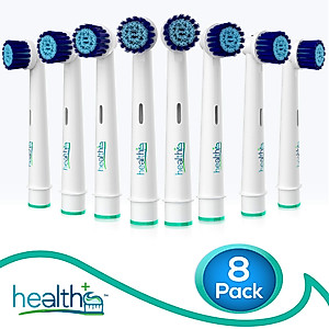 Compatible with Oral-B Electric Toothbrush Sensitive Replacement Head Generic - 8-Pack | Gentle-Action Tooth Brush Heads with Dupont Bristles | Sensitive Gums & Teeth & Gentle Whitening Action | Braun