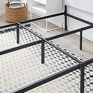 Edenbrook Hudson Full Platform Bed Frame with Headboard-Underbed Storage-Full Bed Frame No Box Spring Needed-Metal/Upholstery