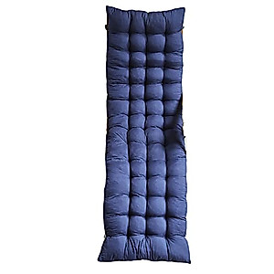 Lounge Chair, Wooden Sun Loungers for Garden Folding Chair Bamboo Recliner Folding Rocking Chair - Balcony Home Lounge Chair, Adjustable Backrest Elderly Chair (Color : Blue Cushions)