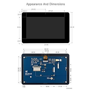 waveshare 8inch Capacitive Touch Display Compatible with Raspberry Pi 5/4B/3B+/3A+/3B/2B/B+/A+/CM3/3+/4 800×480 Resolution with 5MP Front Camera DSI Interface