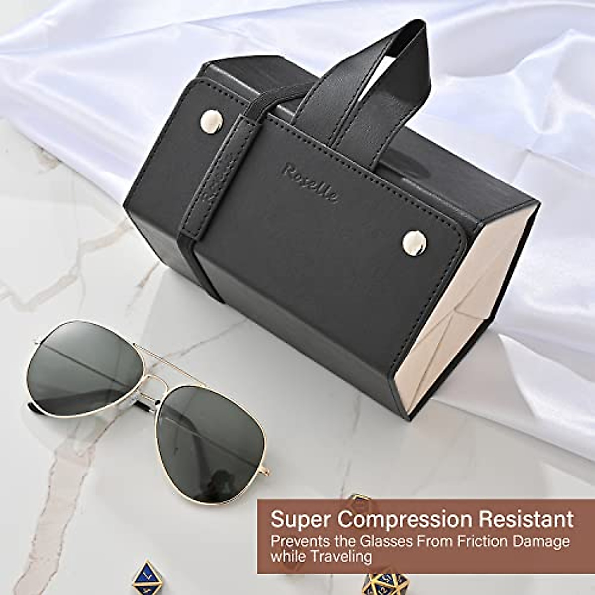 ROSELLE Sunglasses Organizer 5 Slots Glasses Case Multiple Pairs Eyeglasses Box Hanging Eyewear Holder for Storage, Protect,Travel and Display