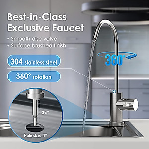 Waterdrop 17UB-UF Under Sink Water Filter System, 0.01 Micron Filtration, Reduces Chlorine, Lead, Bad Taste & Odor, 24K Gallons, with Dedicated Brushed Nickel Faucet, USA Tech