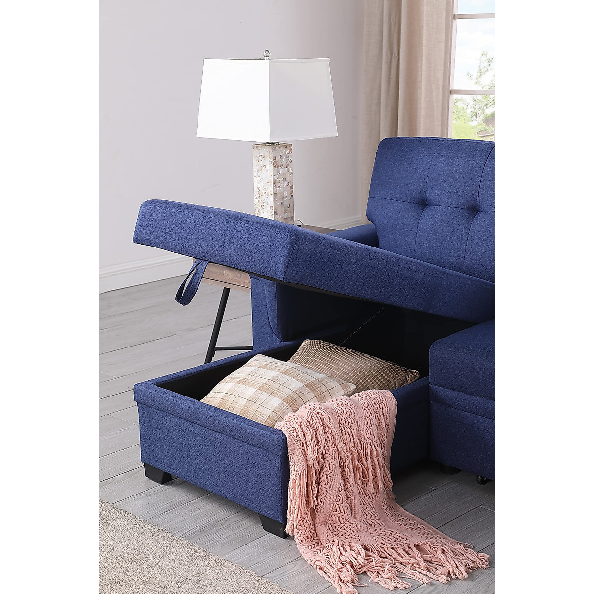 Lilola Home Lucca Sectional Sleeper Sofa - Versatile Sleeper Couch & Sofa Bed with Storage - Comfortable Couch with Storage, Small Sleeper Sofa counch