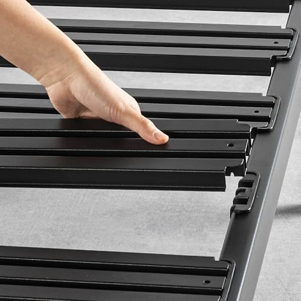 Mellow Rocky Base E 14" Platform Bed Heavy Duty Steel Black, w/ Patented Wide Steel Slats (No Box Spring Needed) - Twin