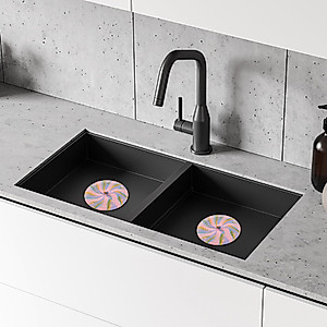 CALATOUR Tub Topper 6 inches Large Flat Suction Cover,Kitchen Sink Stopper,Drain Cover,Shower Drain Cover,Bathtub Drain Cover 2-Pack (Cute Colorful)