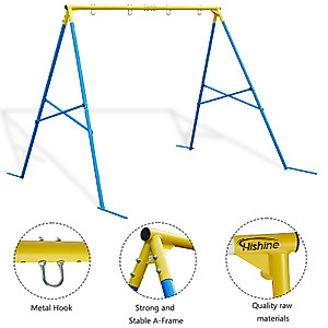 Hishine Swing Stand Metal Frame for Backyard, Heavy Duty Full Steel A-Frame with Ground Stakes, Fits 2 Swings Extra Large Outdoor 550lbs (Bicolor)