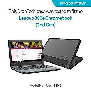 Gumdrop DropTech Laptop Case Fits Lenovo 300e Chromebook (1st Gen ONLY). Designed for K-12 Students, Teachers and Classrooms – Rugged, Shockproof Bumpers for Reliable Device Protection– Black