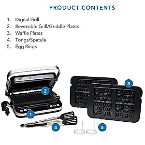 Yedi Total Package 6-in-1 Digital Indoor Grill, Waffle Maker, Panini Press, Griddle, with Deluxe Accessory Kit