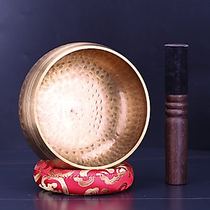 6.1inch sound bowl meditation set Handcrafted tibetan singing bowl heart chakra sound bath bowl zen music healing frequencies Yoga Prayer and Mindfulness Nepal meditation mat accessories (15.5cm)