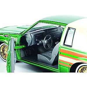 1987 Regal 3.8 SFI Turbo Green Metallic and Cream with Graphics Get Low Series 1/24 Diecast Model Car by Motormax 79023