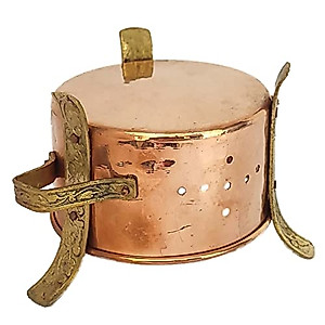 Sharvgun Handmade Indian Copper Brass Sigri Food Warmer Angeethi For Restaurant/Hotel Ware Home Traditional Sigdi/Sigri Tabletop Burner Pack of 2