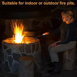 Steel Fire Pit Poker Stick 33 Inch, Pletpet Black Fire Poker for Fire Pit with Wooden Handle and 4 Tips Removable Camping Fireplace Tool