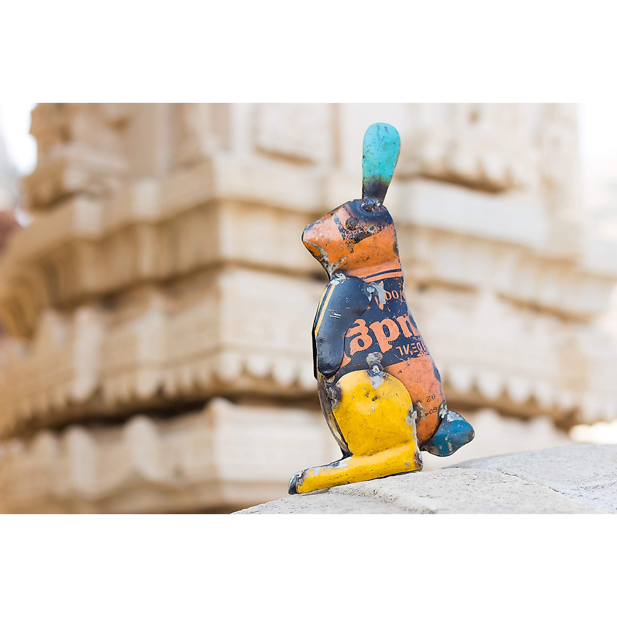 De Kulture Handcrafted Recycled Iron Bunny Decorative Collectible Figurine Showpiece Beautify Home Office Easter Décor| Ideal for Garden Balcony Terrace Decoration, 5x1.5x9 (LWH) Inches