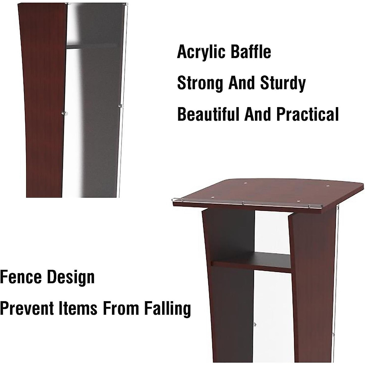 Large Podium Wooden Pulpits with Open Storage Shelves and Casters Lecterns Floor-Standing Presentation Stand Speaking Lectern