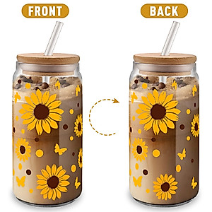 Vakuny Sunflower Gifts for Women - Inspirational Gifts for Women - Sister Gifts from Sisters - Birthday Gift for Mom, Friend, Wife, Coworker - 16 Oz Sunflower Beer Can Glass…
